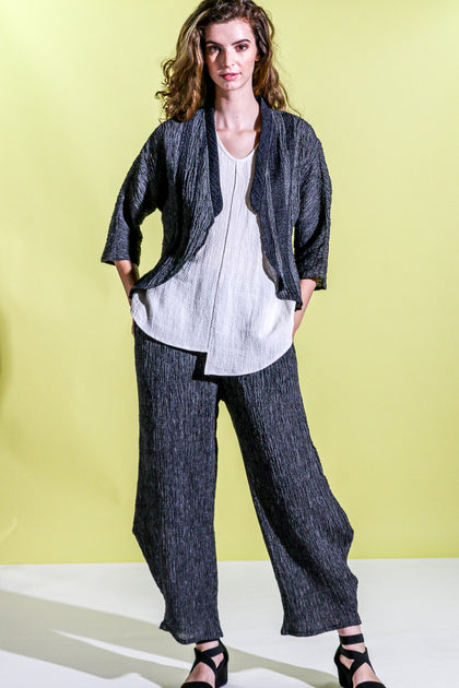 Khangura Crop Jacket in Crinkled High Quality Designer Linen Blend USA ...