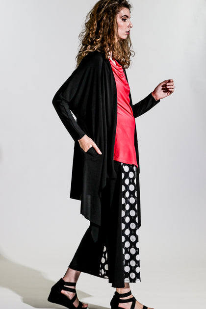 Khangura Artful Duster Coat Black Elegant Comfy Womens Jacket USA-Made ...