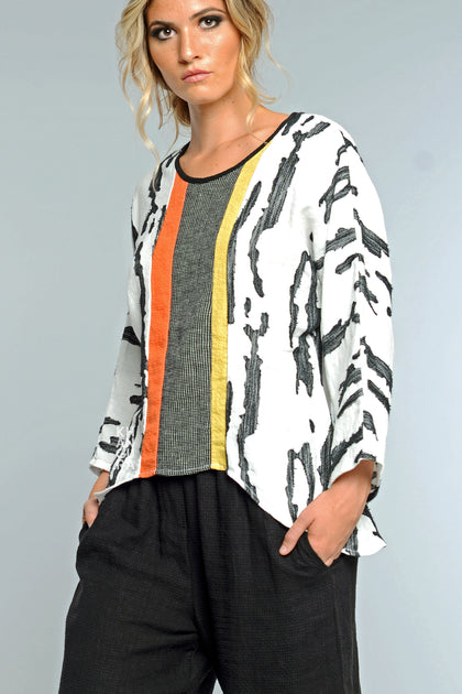 Khangura Wild Print Black & White, Funky High-End Art To Wear Top ...